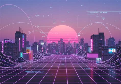 Futuristic Digital Cityscape With A Grid Resembling A Virtual Reality