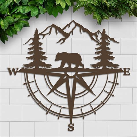 Bear Compass Sign Custom 16 Gauge Steel Plaque Apex Metal Signs