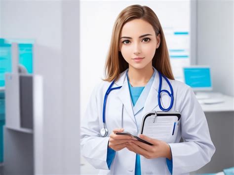 Premium Ai Image Young Female Doctor Siting In Clinic
