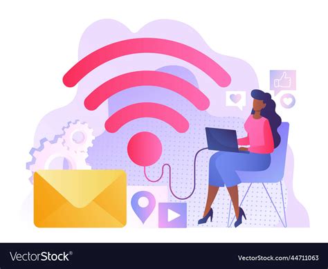 Woman With Wi Fi Royalty Free Vector Image Vectorstock