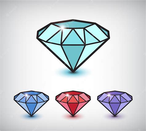 Premium Vector Set Of Cartoon Diamond Isolated On Gray