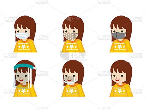 不同类型的口罩 蹒跚学步的女孩