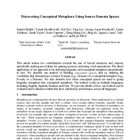 Discovering Conceptual Metaphors Using Source Domain Spaces Acl Anthology