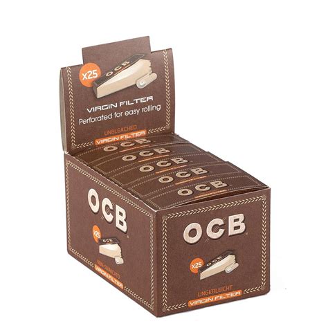 Rolling Papers Ocb Unbleached Filter Tips Booklets Box Of 25 Maq