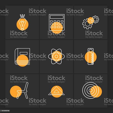 전구 계산기 설정 기어 책 핵 규모의 자 대상 Eps 아이콘 설정된 벡터 0명에 대한 스톡 벡터 아트 및 기타 이미지 0명