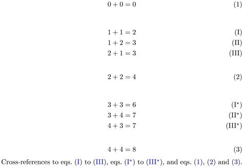 Subequations Enumerate Specific Equations With Roman Numerals With