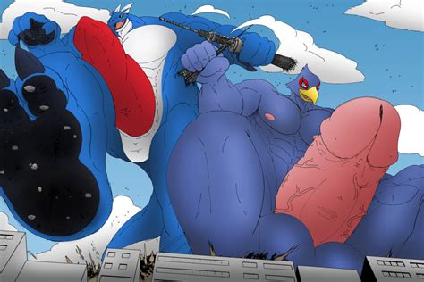 Rule 34 Anthro Avian Balls Big Penis Bird Blue Body City Crouching