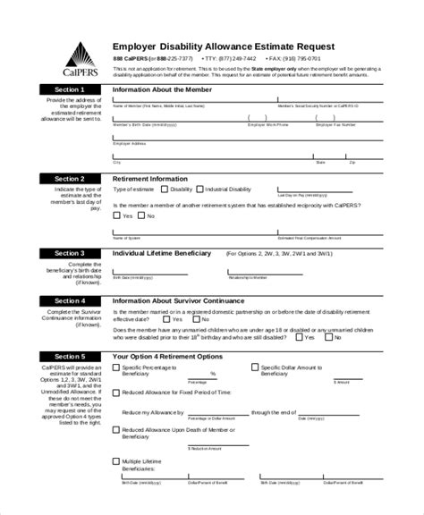 Free 7 Sample Disability Allowance Application Forms In Pdf