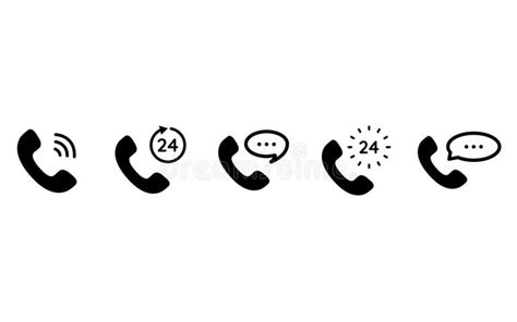 Outline Phone Call Icons Set Contact Us Icon For Web Interface Stock