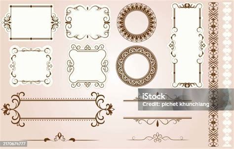 그래픽 요소 칸막이 태피스트리 테두리 텍스트 프레임 프레임으로 카드를 장식하기 위한 빈티지 세트 모던 양식에 대한 스톡 벡터 아트 및 기타 이미지 Istock