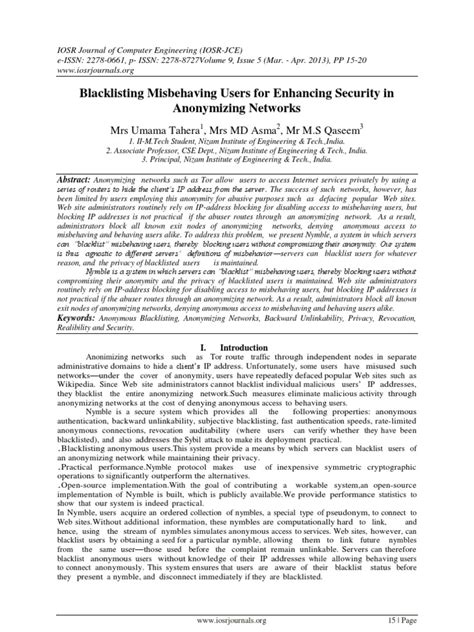 blacklisting misbehaving users for enhancing security in anonymizing