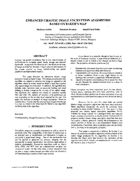 Pdf Enhanced Chaotic Image Encryption Algorithm Based On Bakers Map