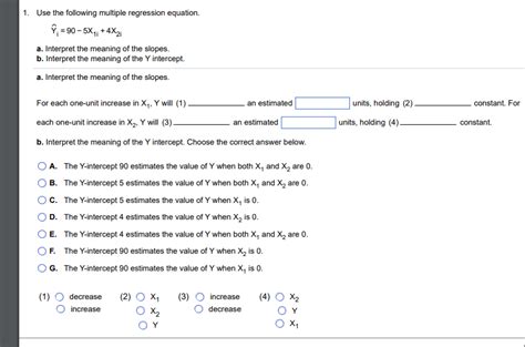 Solved Use The Following Multiple Regression Equation Chegg