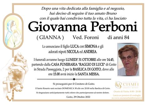 Giovanna Perboni Onoranze Funebri Ciamei