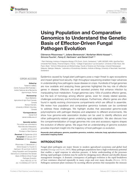 Pdf Using Population And Comparative Genomics To Understand The Genetic Basis Of Effector
