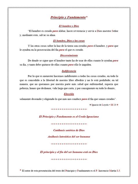 Principio Y Fundamento 2014 Pdf Amor Dios