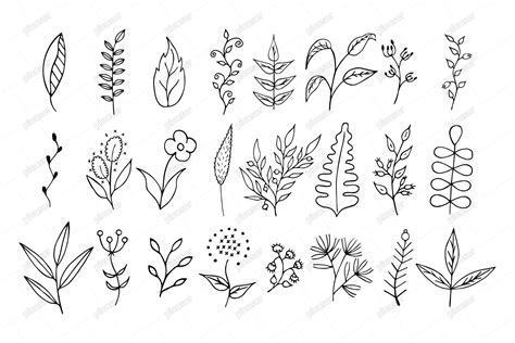 110 وکتور گل و گیاه نقاشی دستی پیکاسور