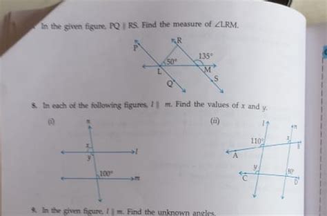 In the given figure, PQ|RS. Find the measure of \angle L R M. In each of