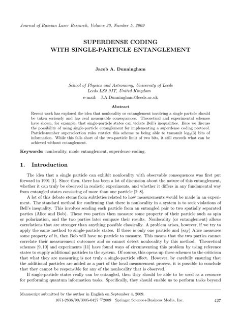 pdf superdense coding with single particle entanglement