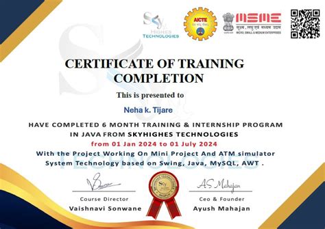 Neha Tijare On Linkedin Javadeveloper Internship Corejava