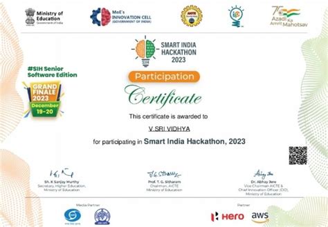 Venkatesh Sri Vidhya On Linkedin Smartindiahackathon Sih2023