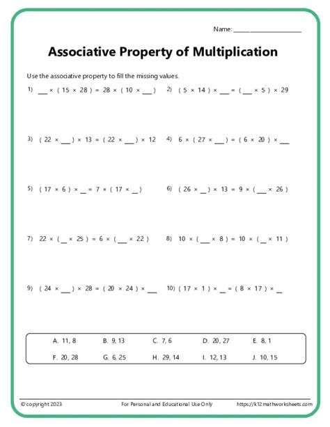Associative Property Of Multiplication Worksheets Worksheets Library