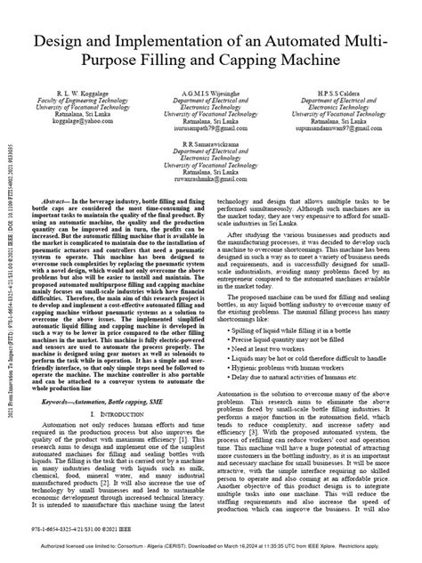 Designandimplementationofanautomatedmulti Purposefillingandcappingmachine Pdf