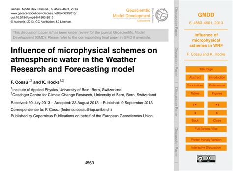 Pdf Influence Of Microphysical Schemes On Atmospheric Water In The