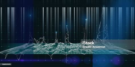 분석 와이어프레임과 검은색의 흐릿한 선이 있는 추상적인 기술 배경 분석 디지털 알고리즘의 시각적 프리젠 테이션 빅 데이터 컴퓨팅