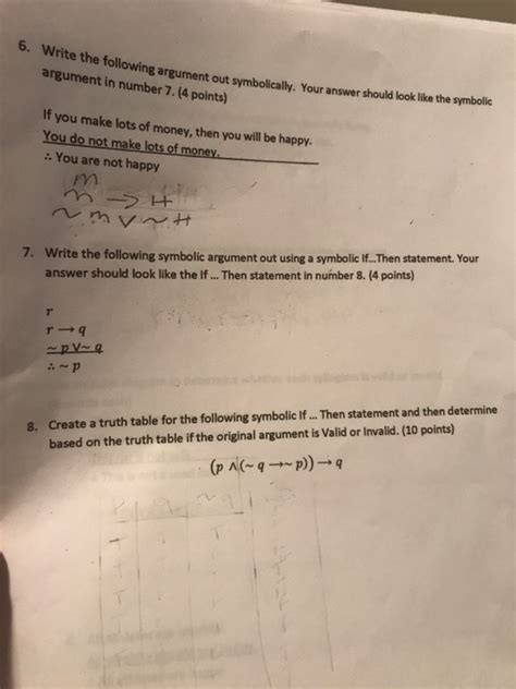 solved 6 write the f ollowing argument out symbolically