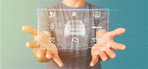 Man Holding A Dashboard Smartcar Interface Dashboard D Rendering Stock Image Image Of