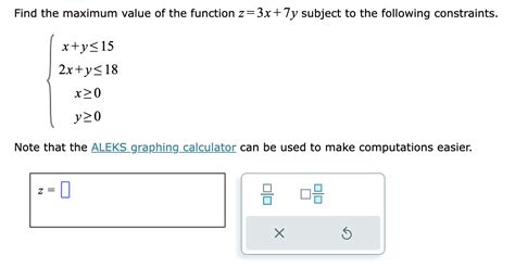 Solved Find The Maximum Value Of The Function Z3x7y