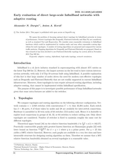 Early Evaluation Of Direct Large Scale Infiniband Networks With