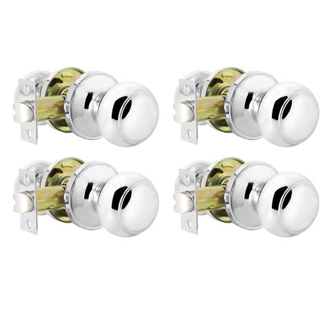 Probrico Interior Door Knobs Polished Chrome Finish 4 Pack Passage Doorknob For