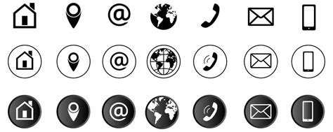 contact us business icon set circle button style vector illustration