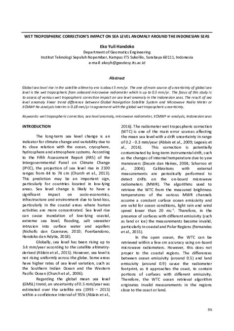 Pdf Wet Tropospheric Corrections Impact On Sea Level Anomaly Around