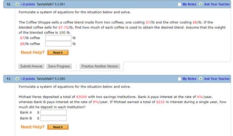 solved 12 formulate a system of equations for the