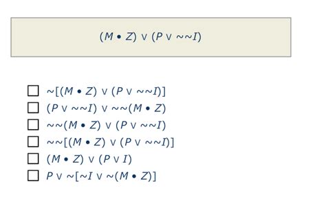 Solved 1 This Is For A Symbolic Logic Class Which Of These