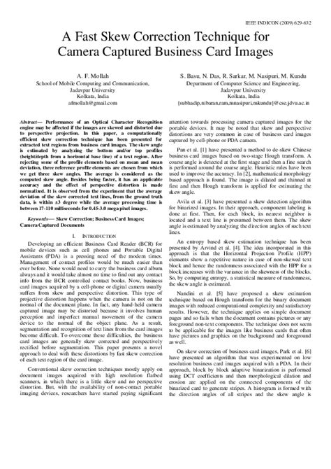 pdf a fast skew correction technique for camera captured business