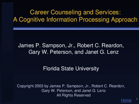 Pdf Career Counseling And Services A Cognitive Information