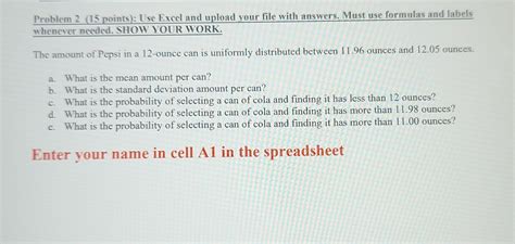 Solved Problem 2 15 Points Use Excel And Upload Your File