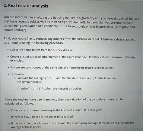 Solved Real Estate Analysis You Are Interested In Analyzing