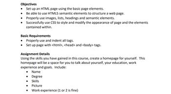Answered: Objectives Set up an HTML page using the basic page elements. Be able to use HTML5 ...