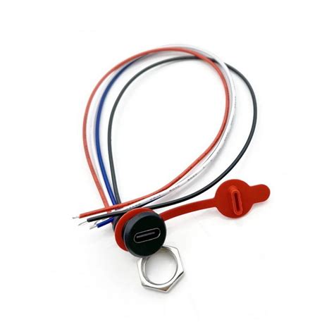 Buy Panel Mount Usb Type C Female Connector With Screw Dust Cap Wire Output Cm Cable