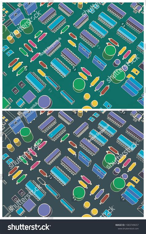 Stylized Vector Illustration Printed Circuit Board เวกเตอร์สต็อก ปลอด