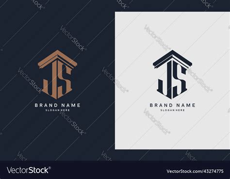 Initials Js Logo With Pillar Element Best For Law Vector Image