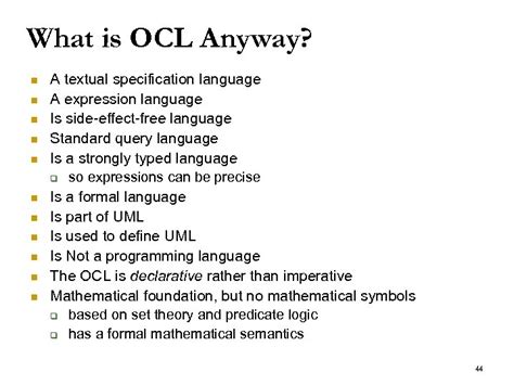 OCL The Object Constraint Language In UML
