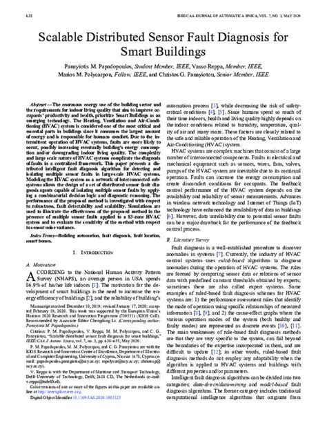 Pdf Scalable Distributed Sensor Fault Diagnosis For Smart Buildings