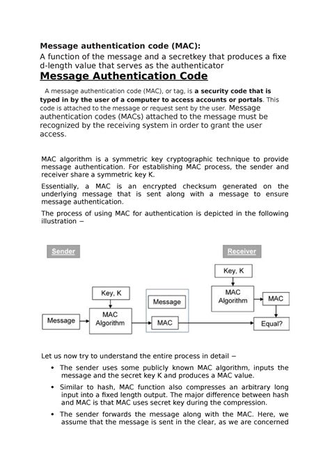 Mac Message Authentication Code Message Authentication Code Mac A