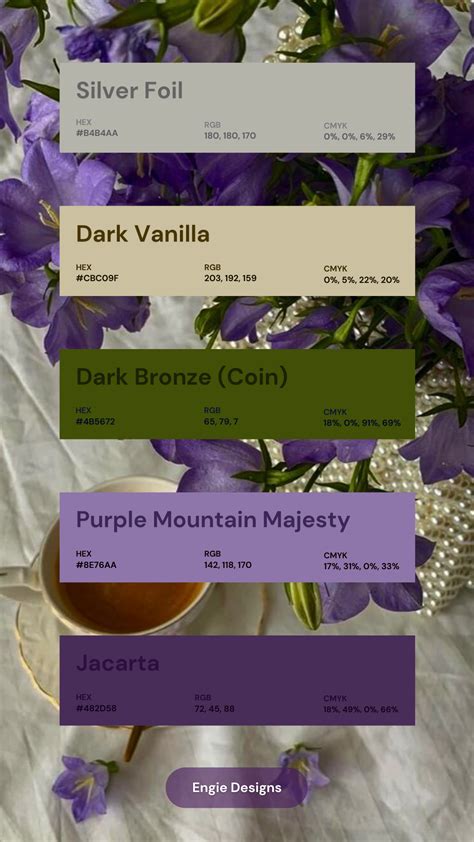 5 Colour Pallet Covers Purple Flowers Aesthetic Themed 💜 In 2025 Purple Color Palettes